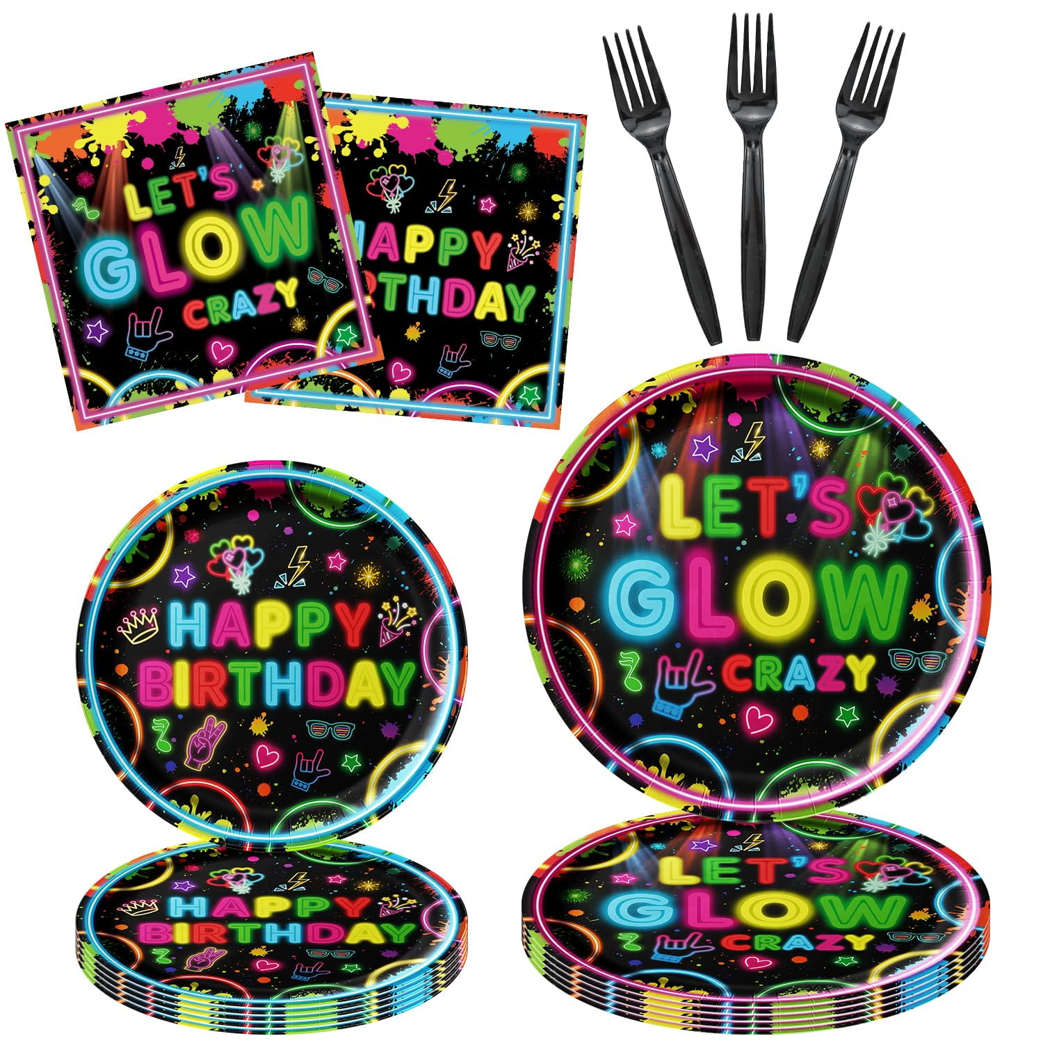 160 Pack Glow AJH3 Neon Supplies Neon Birthday Decorations Glow ...