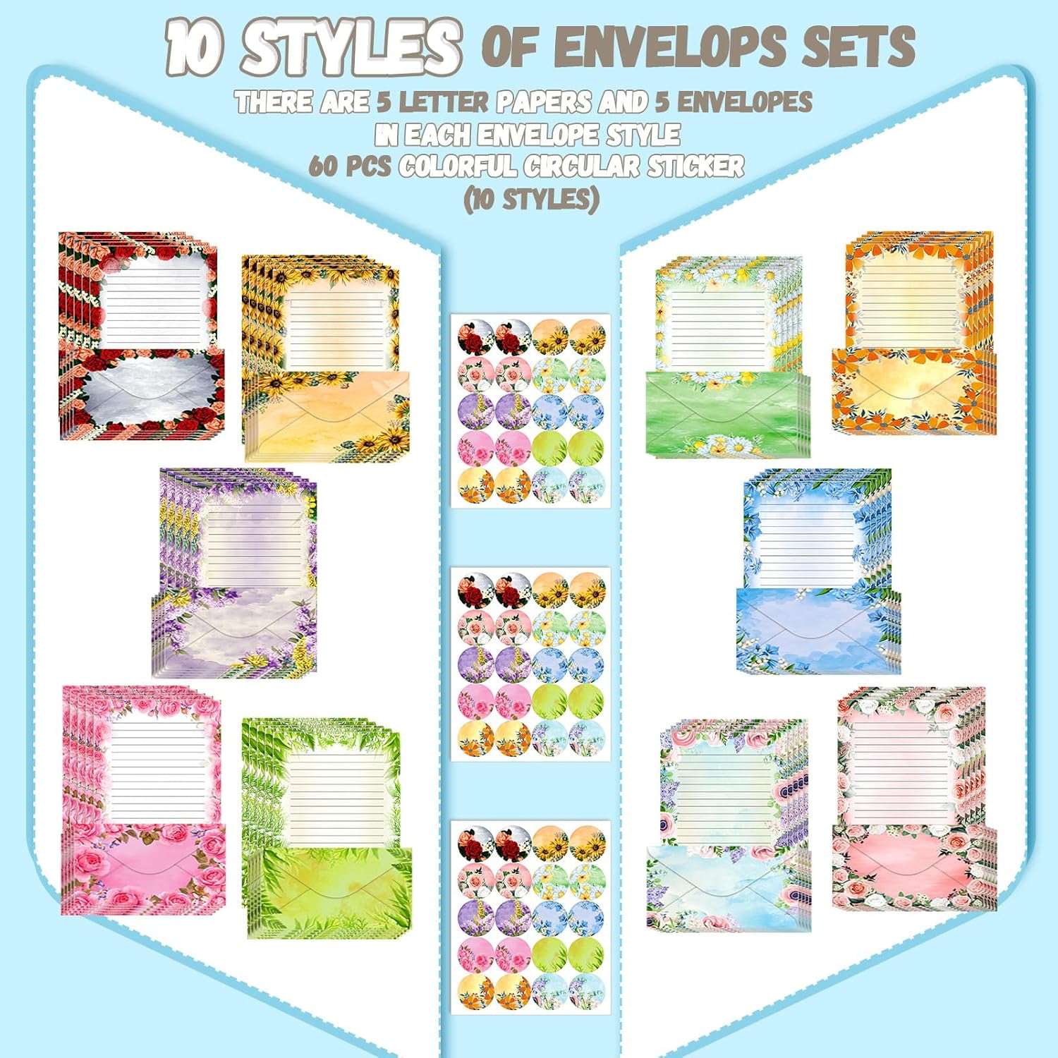 160 Packs Stationery Paper Set (50 Double Sided Stationery Writing ...