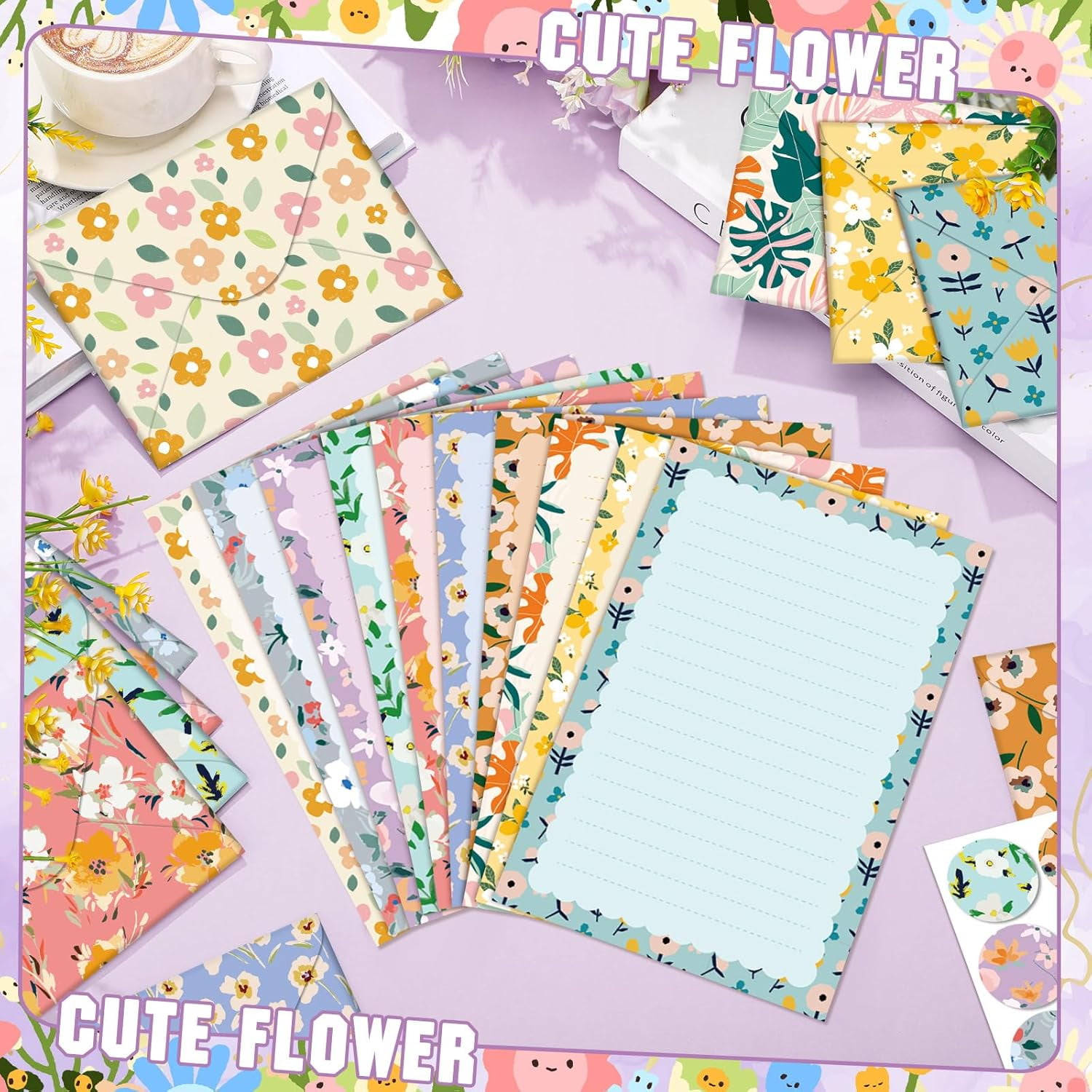 160 Packs Stationery Paper Set (50 Double Sided Stationery Writing ...