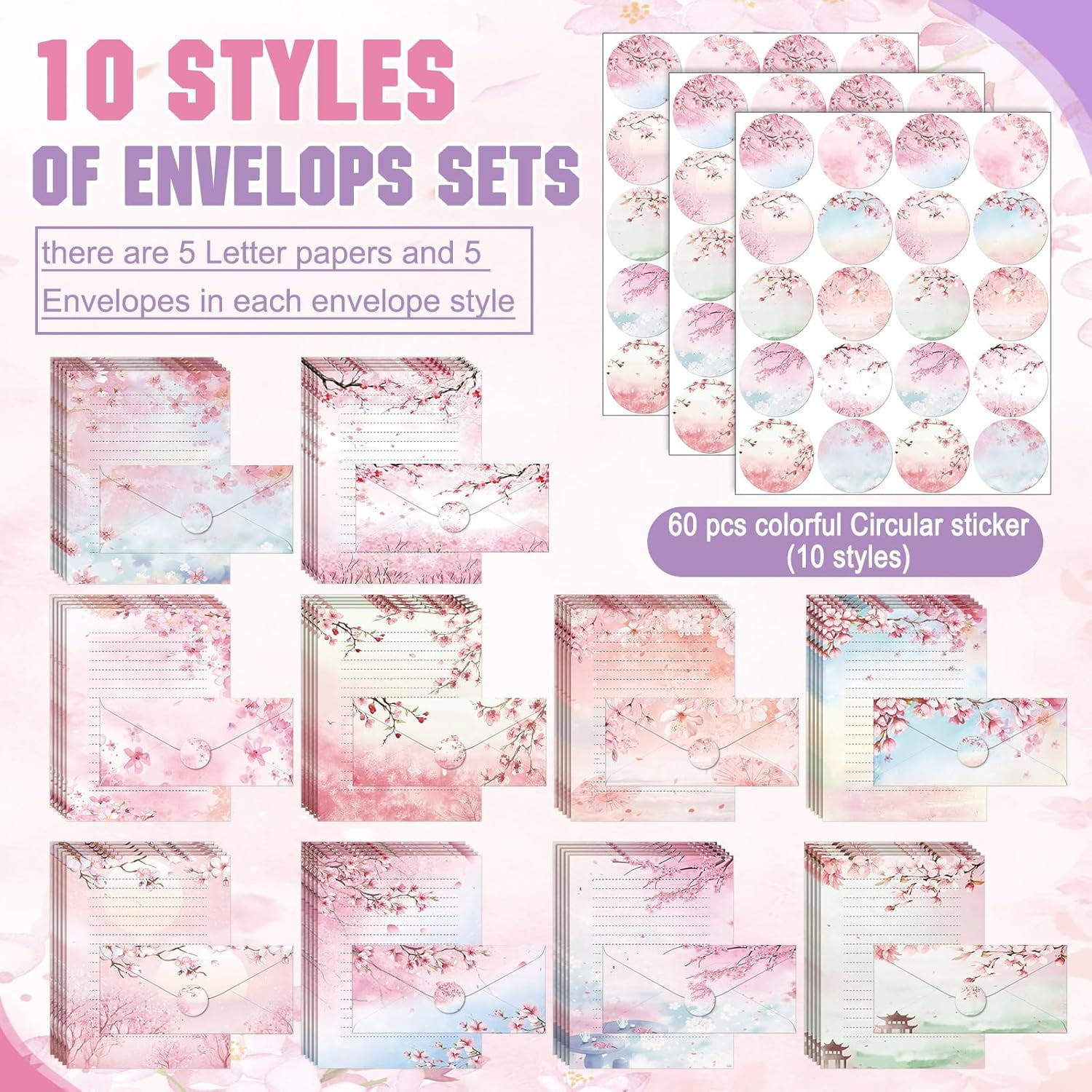 160 Packs Stationery Paper Set (50 Double Sided Stationery Writing ...