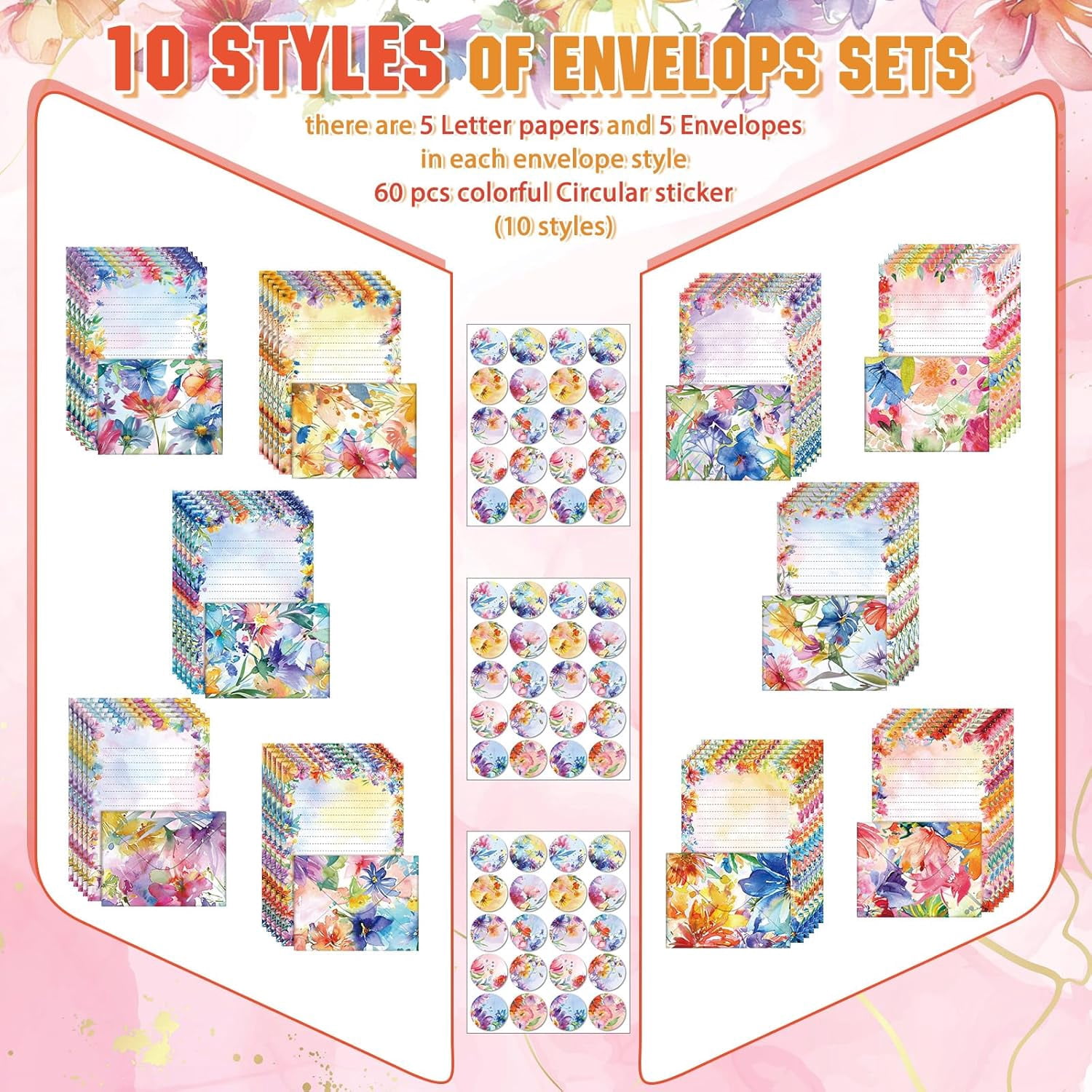 160 Packs Stationery Paper Set (50 Double Sided Stationery Writing ...