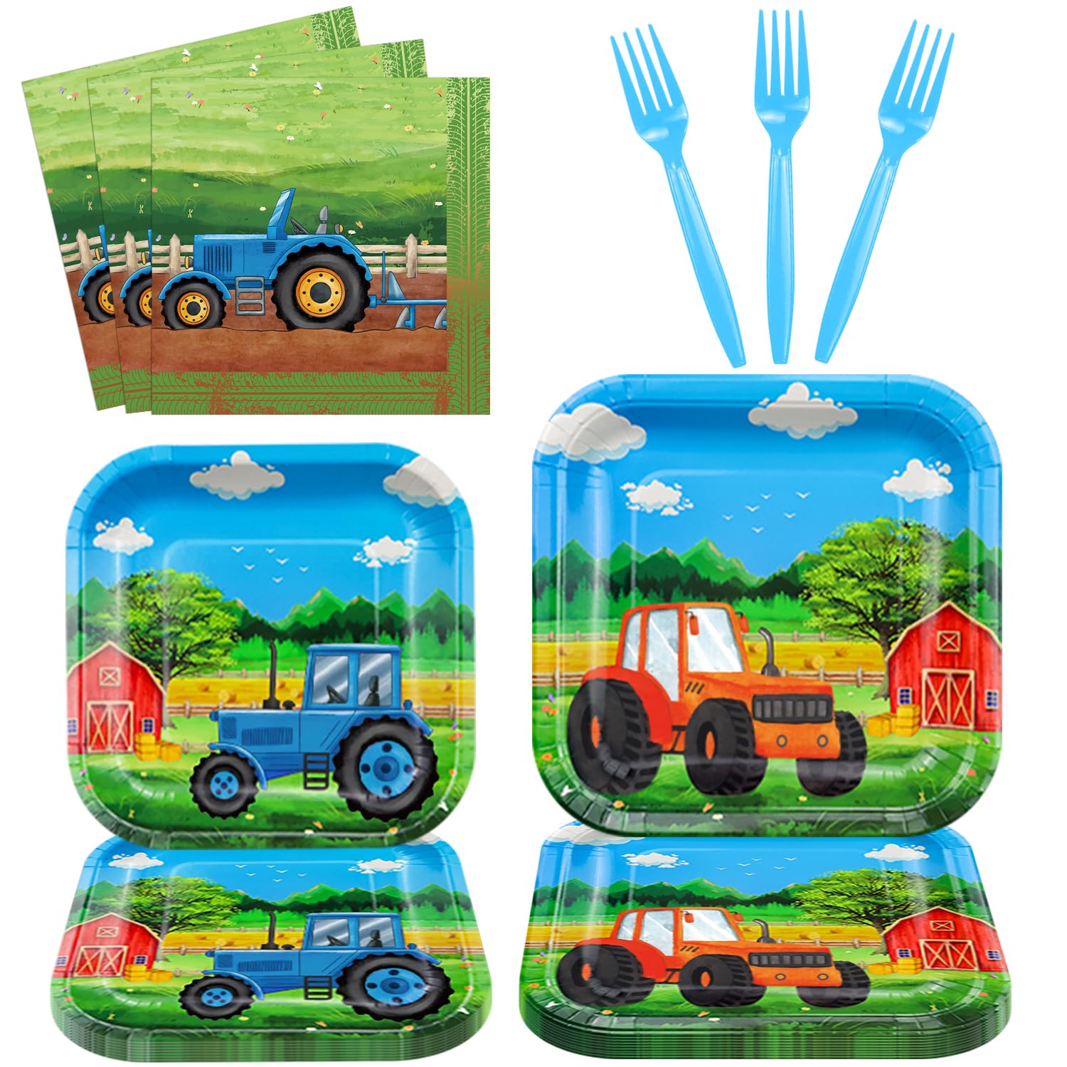160 Packs Tractor Birthday Supplies Farm Tractor Decorations Tractor ...