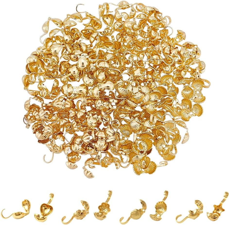 160 Pcs 4 Styles Alloy Bead Tips Heart/Flower/Shell/Star Shape Open ...