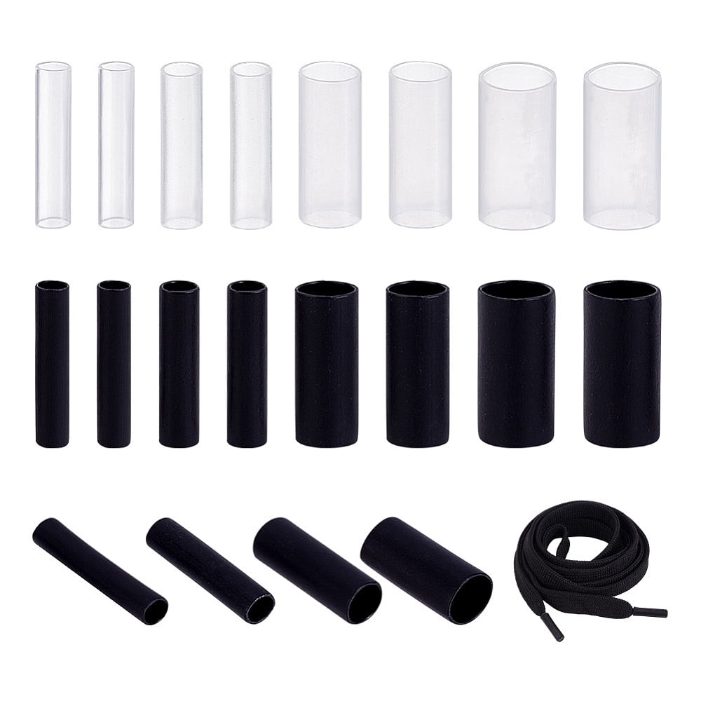 160 Pcs 8 Styles Plastic Heat Shrink Tubing Plastic Shoelace Ends Tips ...