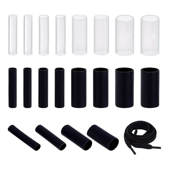 160 Pcs 8 Styles Plastic Heat Shrink Tubing Plastic Shoelace Ends Tips ...