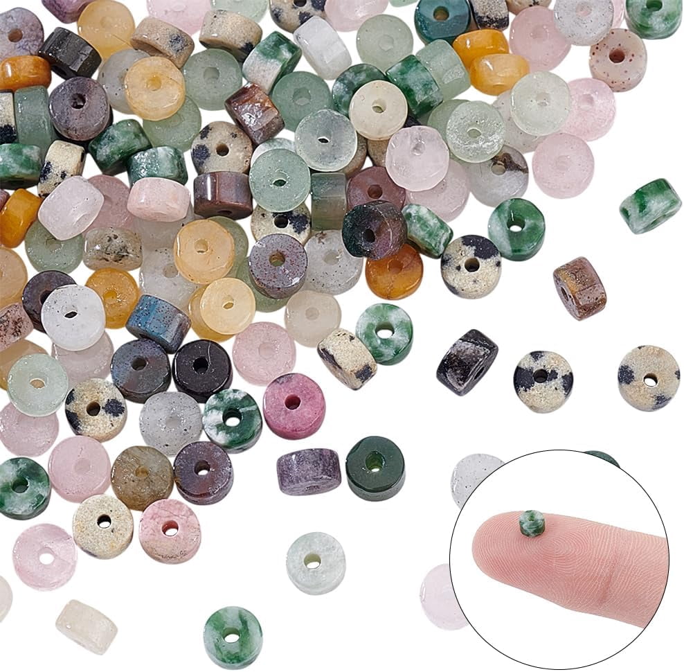 160 Pcs 8 Types Natural Heishi Stone Beads Disc Spacer Beads Flat Round ...