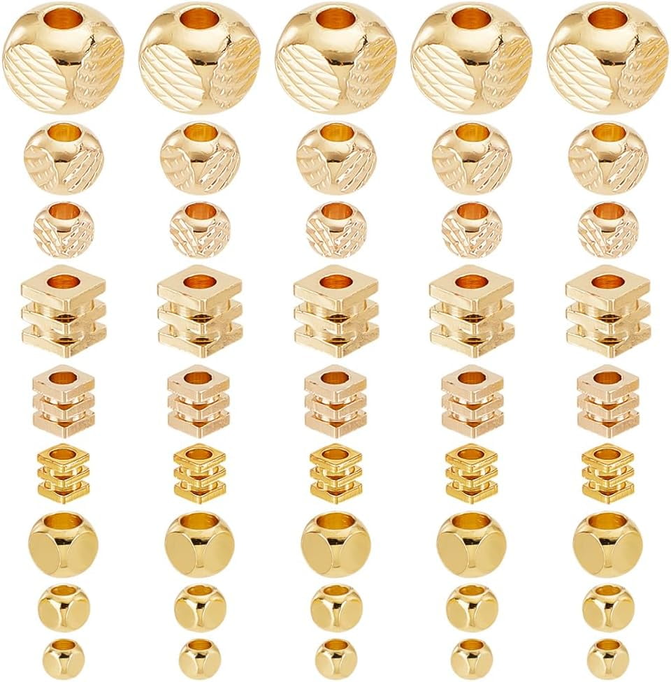 About 160 Pcs Brass Cube Spacer Beads Long-Lasting Plated Hollow Beads ...