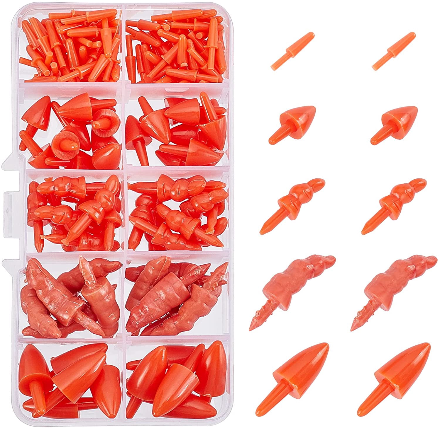 160 Pcs Christmas Snowman Nose Findings Orange Red Snowman Nose ...