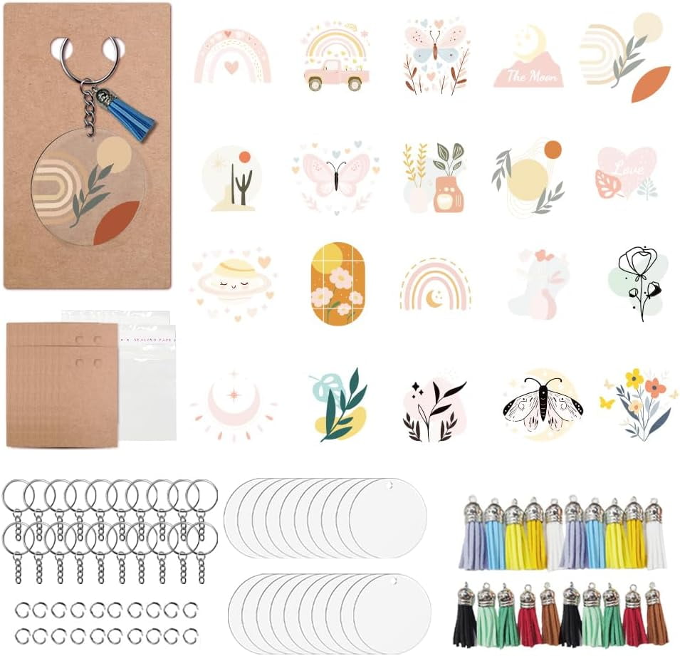 160 Pcs DIY Acrylic Keychain Making Accessories Clear Acrylic Blanks ...