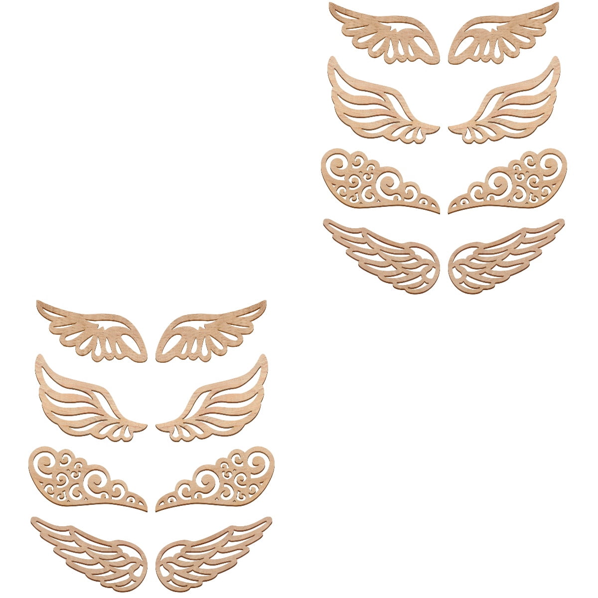 160 Pcs DIY Wooden Wings Hollow Out Angel Wings Hand Painting Wooden ...