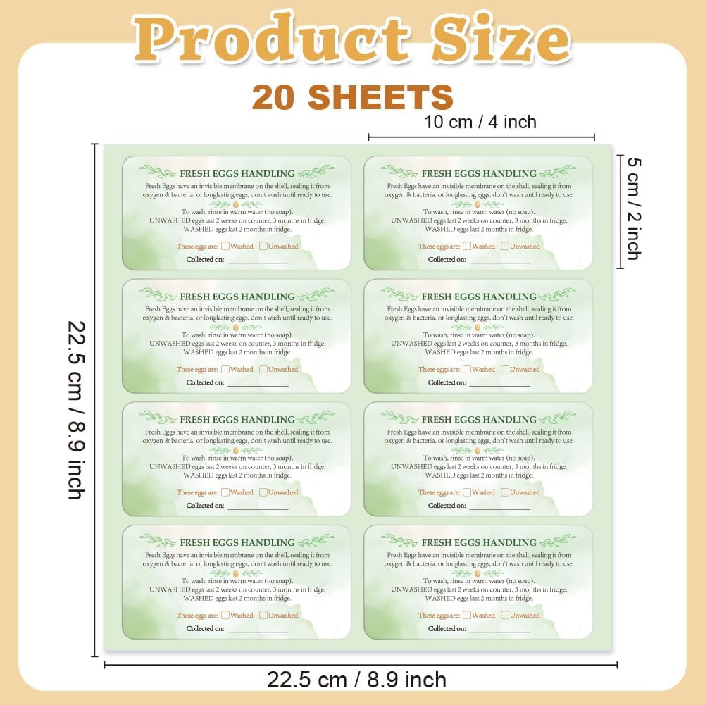 160 Pcs Egg Carton Labels Farm Fresh Eggs Sticker Collected Date ...
