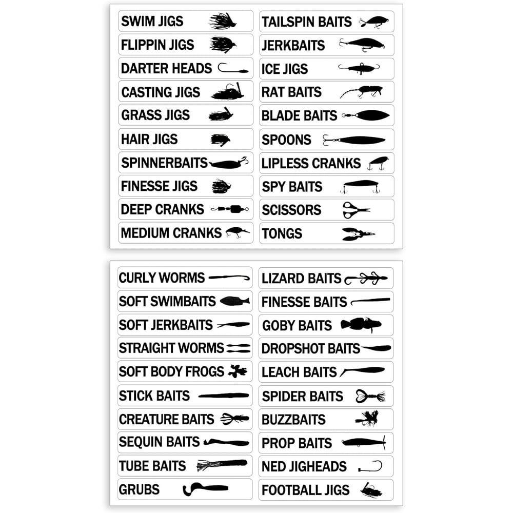 160 Pcs Fishing Toolbox Organization Labels Fishing Bait and Jigs ...