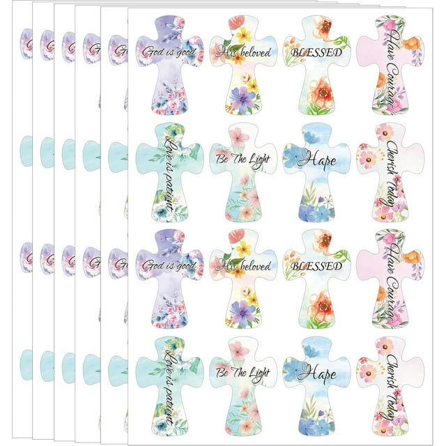 160 Pcs Flower Christian Cross Stickers Religious Christian Bible ...
