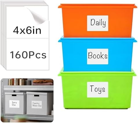 160 Pcs Removable Labels for Storage Bins - 6 X 4 inch, Tear Resistant ...
