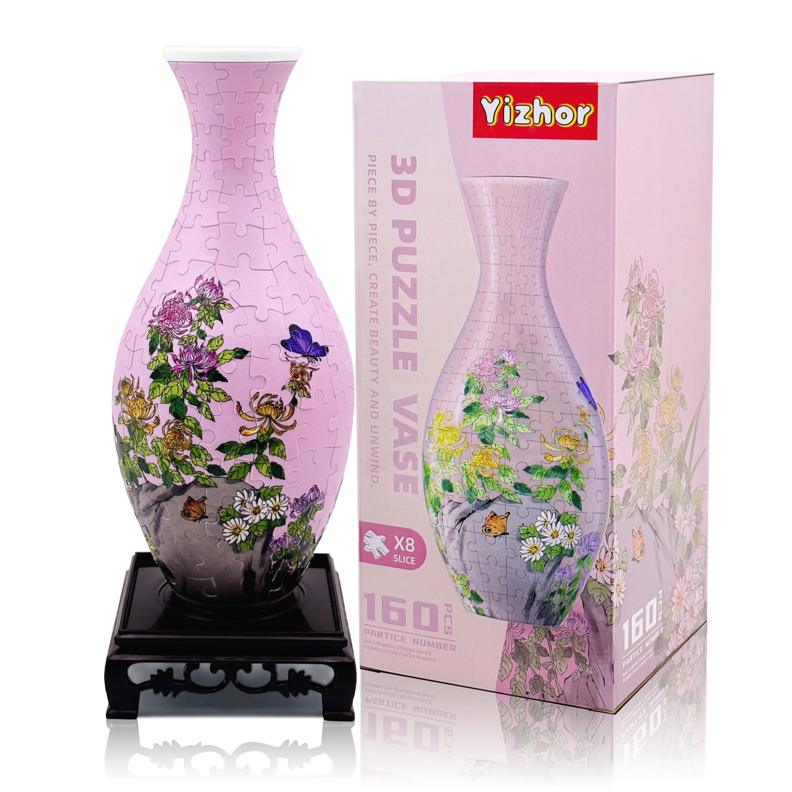 160-Piece 3D Puzzle Vase, AIF9 Modern Flower Vase for Adults, DIY Vase ...