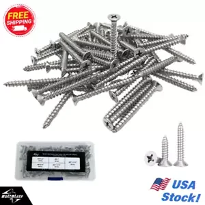 160-Piece Assorted Wood Screws – Self-Tapping, Flat Head, 304 Stainless ...