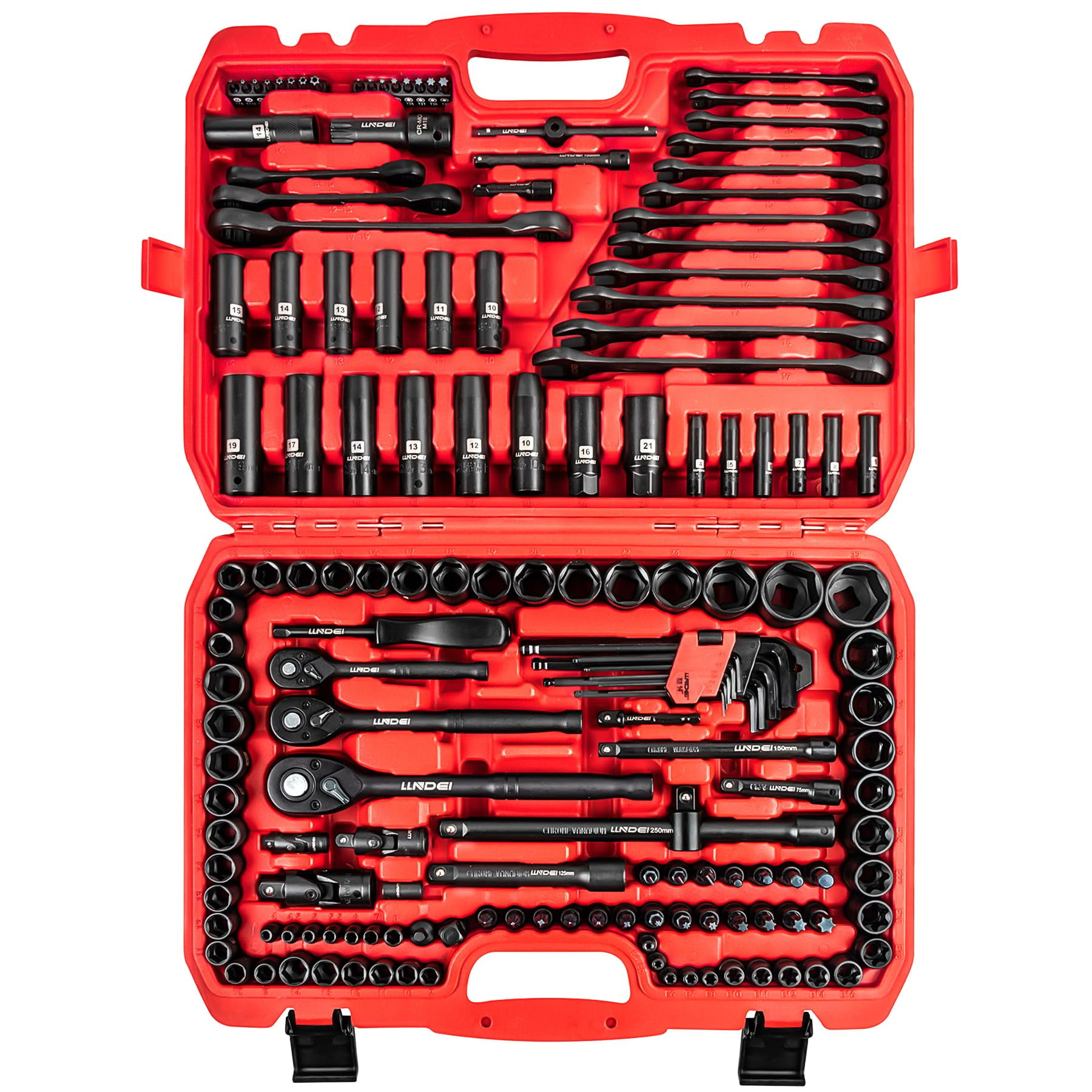 160-Piece Mechanics Tool Set, Metric Socket Set 1/2 1/4 3/8 inch Drive ...