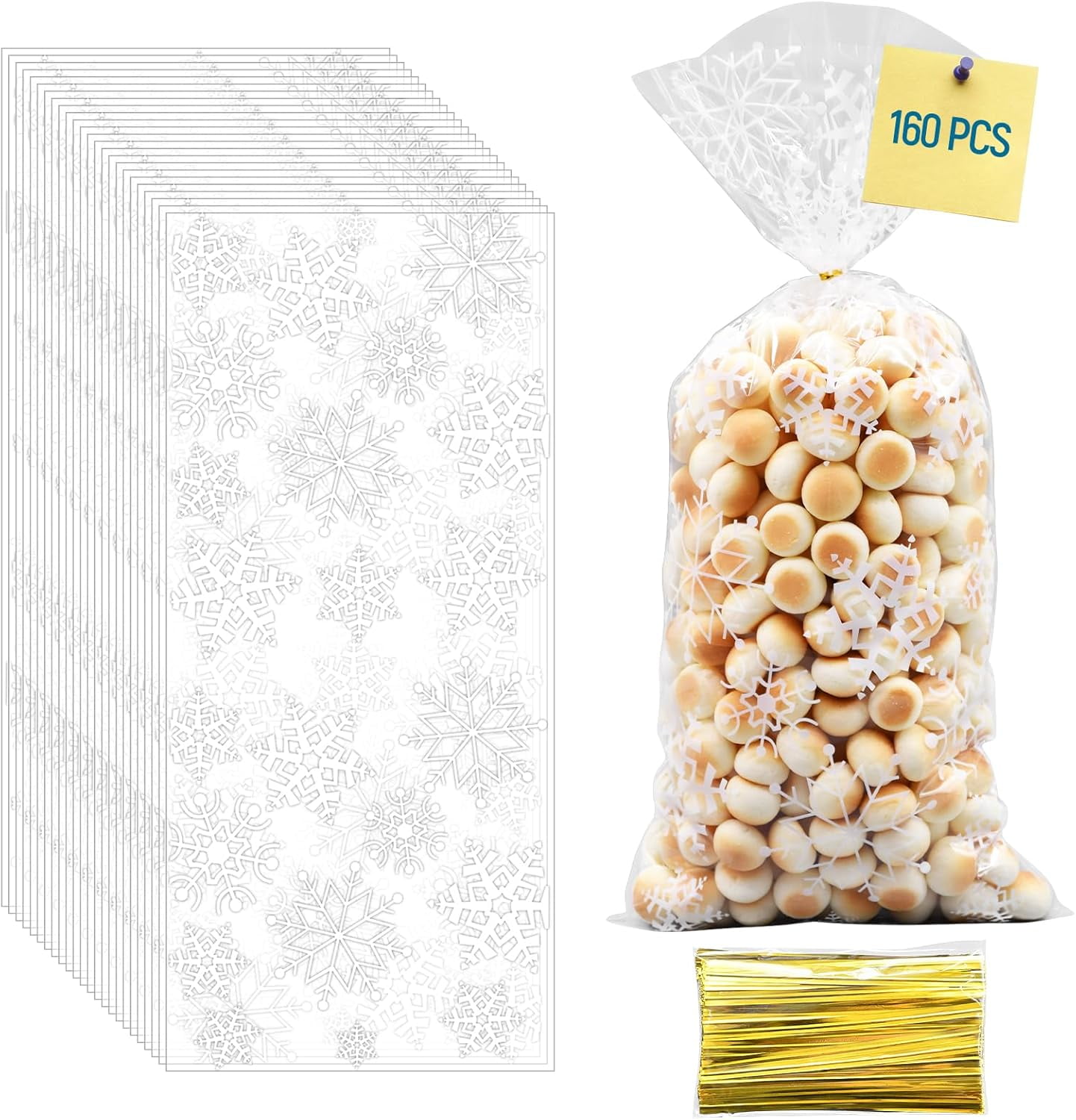 160 Pieces 4 Styles 4th of July Cellophane Treat Bags with Twist Ties ...