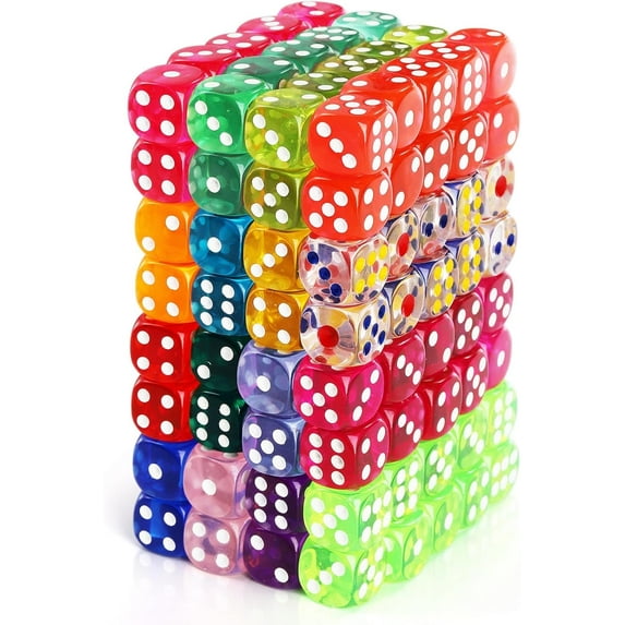 160 Pieces 6 Sided Game Dice, 16MM Translucent Acrylic Dice Set ...