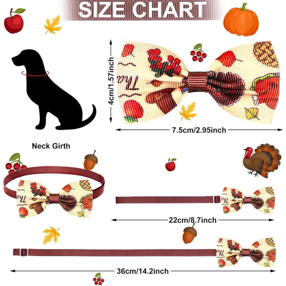 160 Pieces Thanksgiving Day Dog Bow Tie Collar Set with Adjustable Neck ...