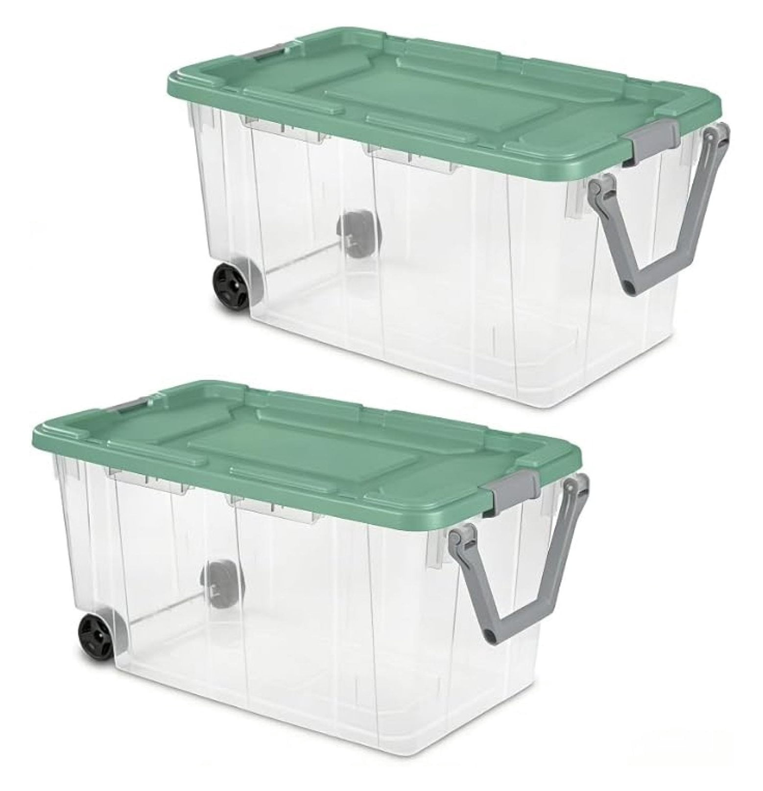 160 Quart Clear Storage Container with Lid and Pull Handle, Light Green ...