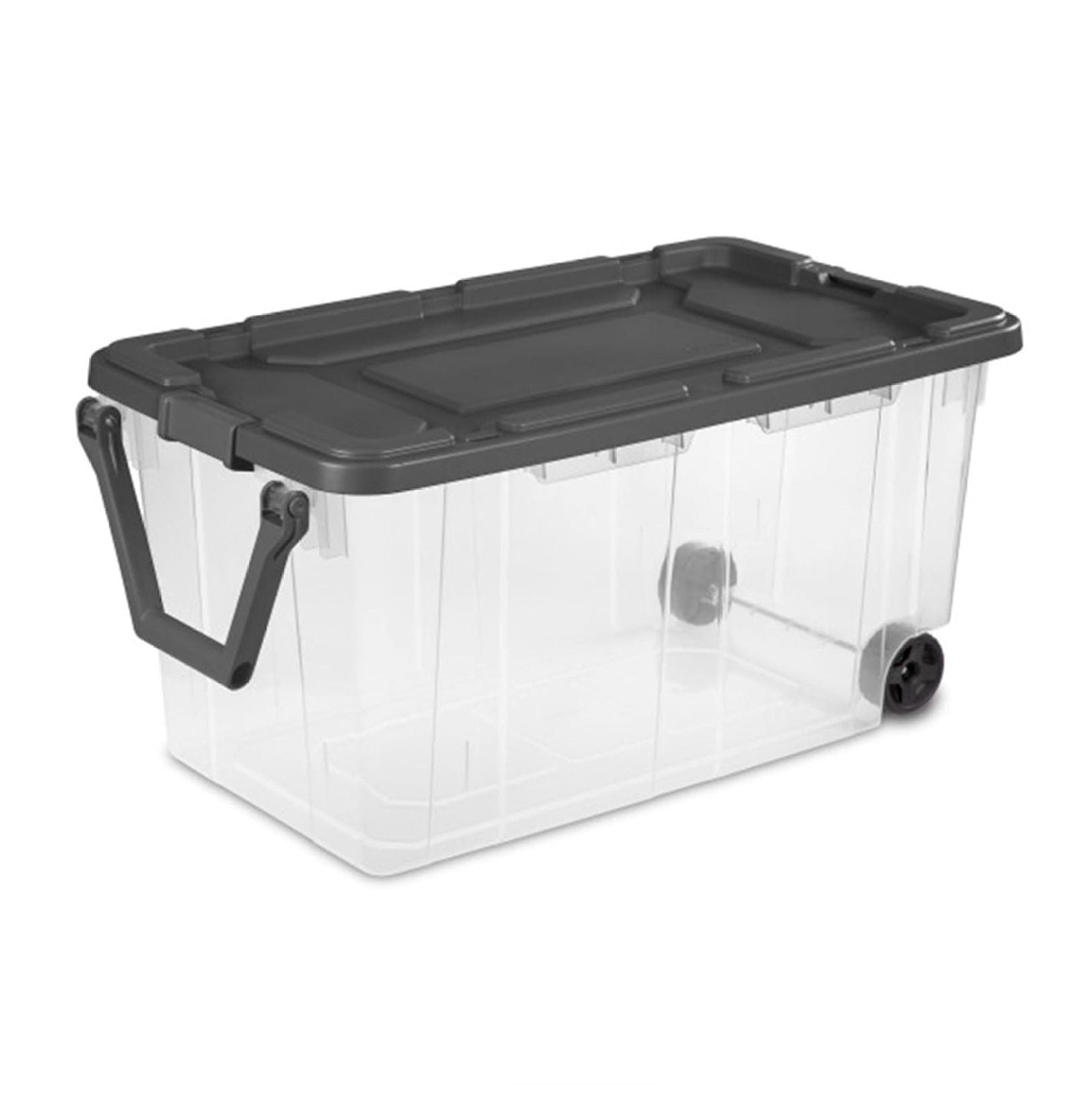 160 Quart Plastic Rolling Stacker Box, Lidded Stackable Storage Bin ...