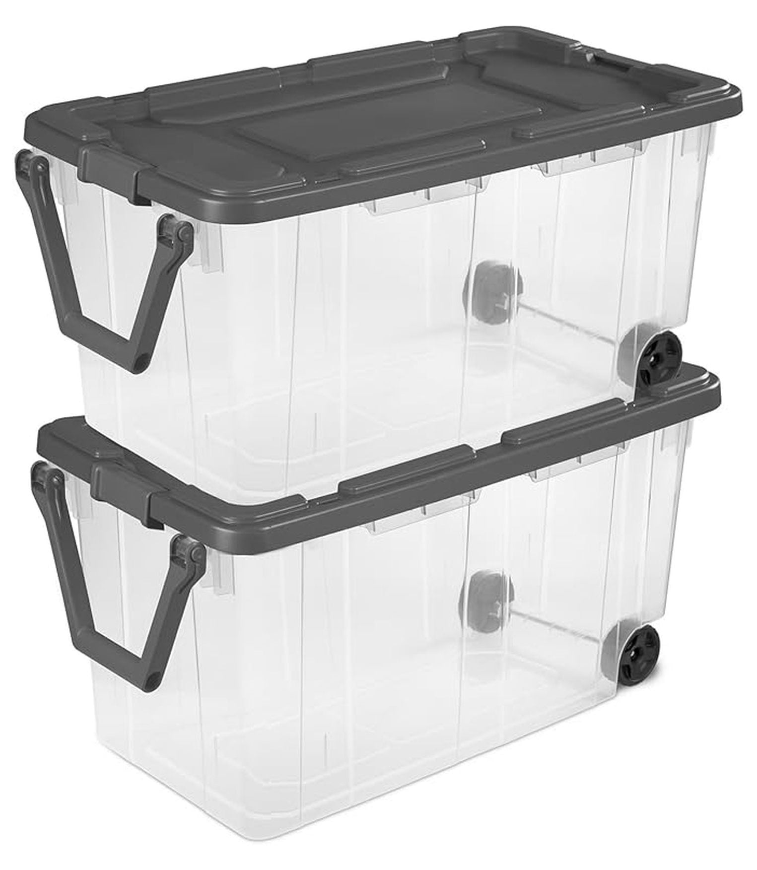 160 Quart Wheeled Storage Bins with Lid - 2 Pack - Extra Large Clear ...