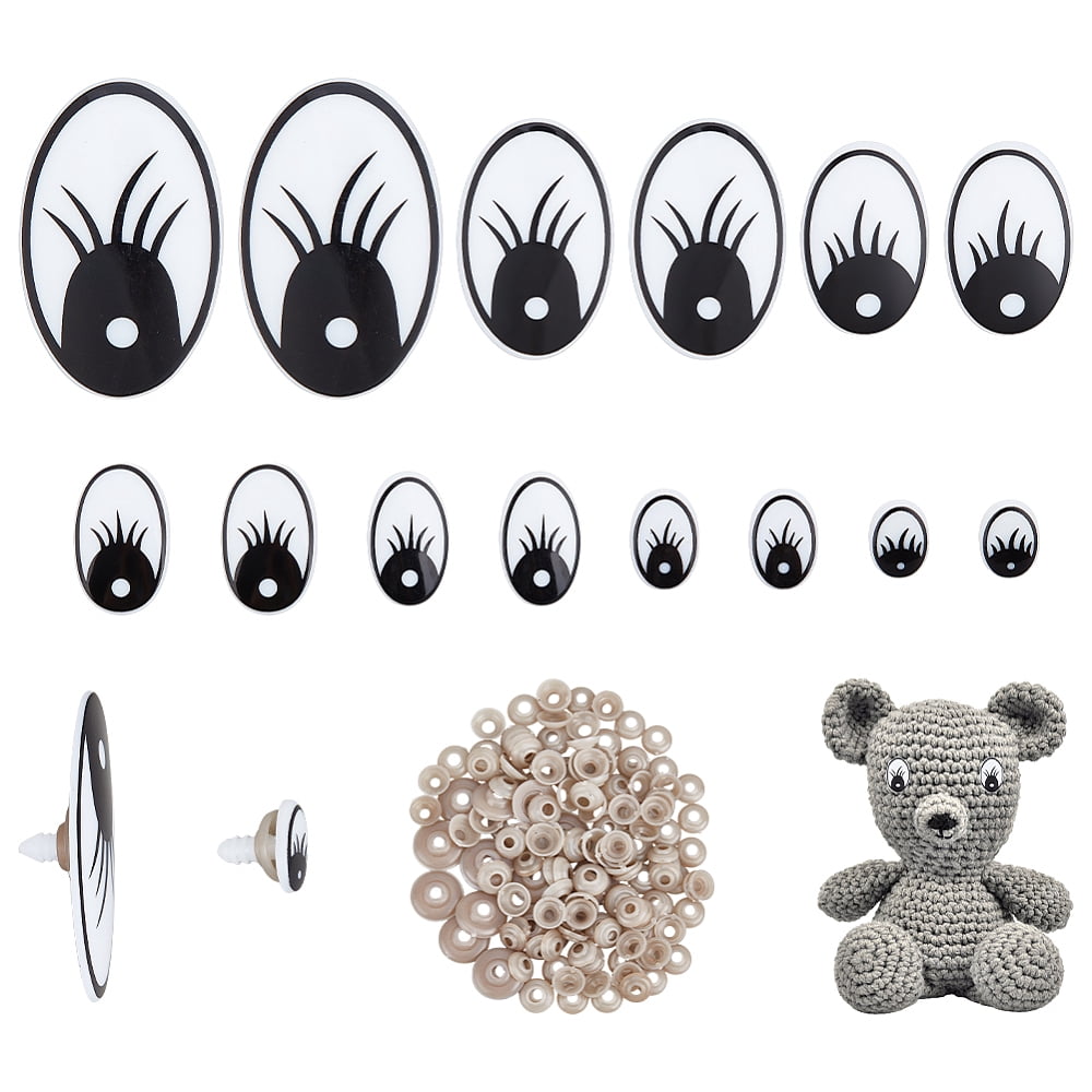 160 Sets Cartoon False Eyes Black Oval Craft Eyes Cute Animal Safety ...