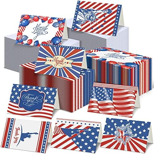 160 Sets Patriotic Thank You Cards with Envelopes Include 160 Pcs Bulk ...