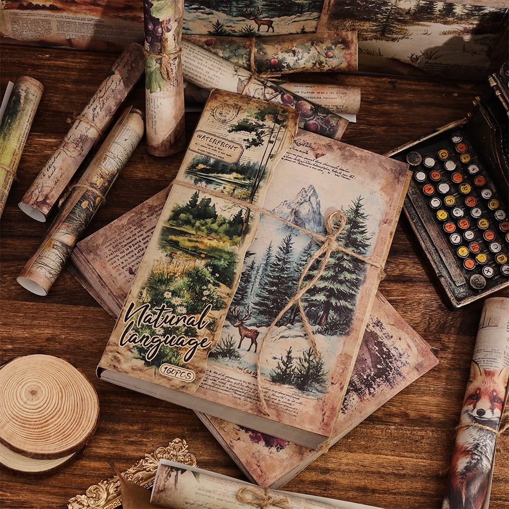 160 Sheets Vintage Natural Scenery Scrapbook Paper Non-Sticky Large ...