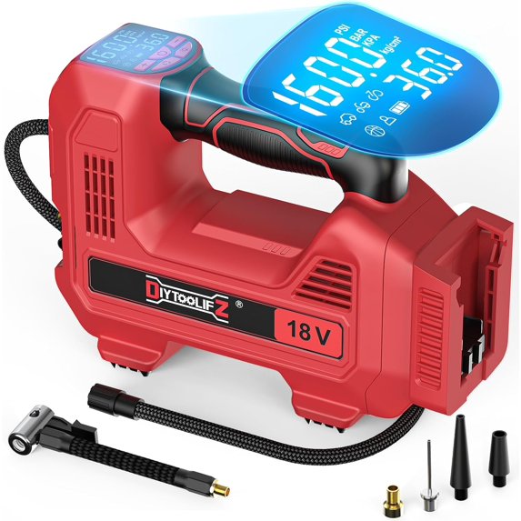 160 cordless tire inflator compatible with 18 air compressor, portable ...