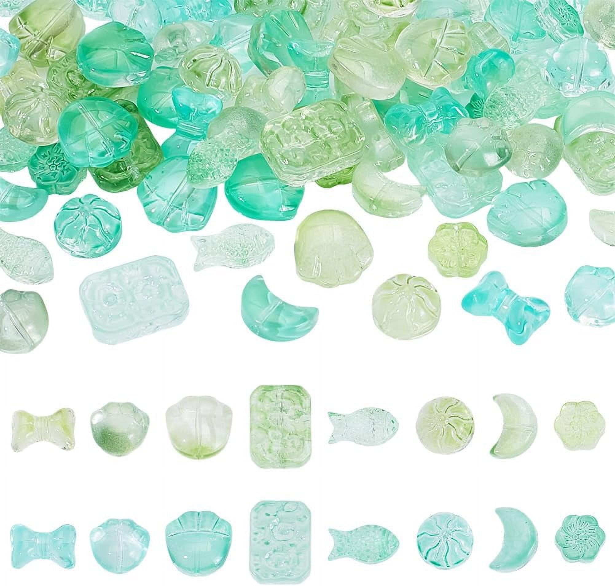 160 pcs Green System Cute Beads 16 Styles Cute Glass Spacer Beads ...