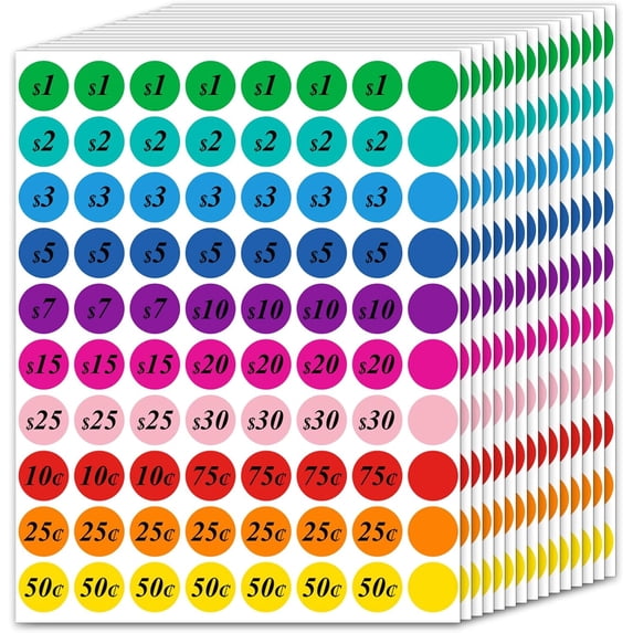 1600 Pcs 3/4 Inch Garage Sale Price Stickers Pre-priced for Flea ...