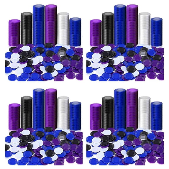 1600 Pieces Plastic Poker Chips Game Chips 4 Colors Counter Card for ...
