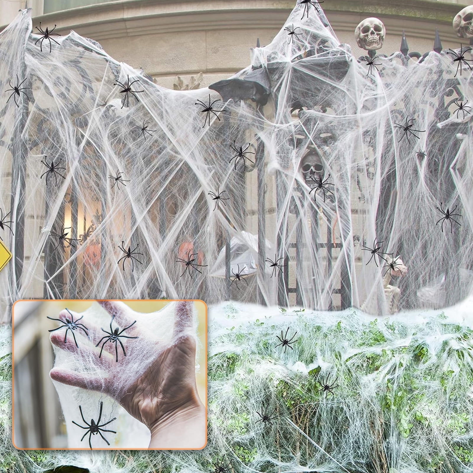 1600 square feet Halloween spider web decoration, including 50 fake ...
