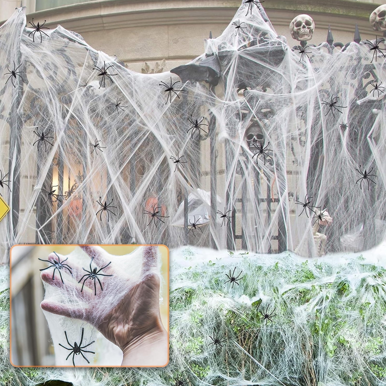 1600 square feet Halloween spider web decoration, including 50 fake ...