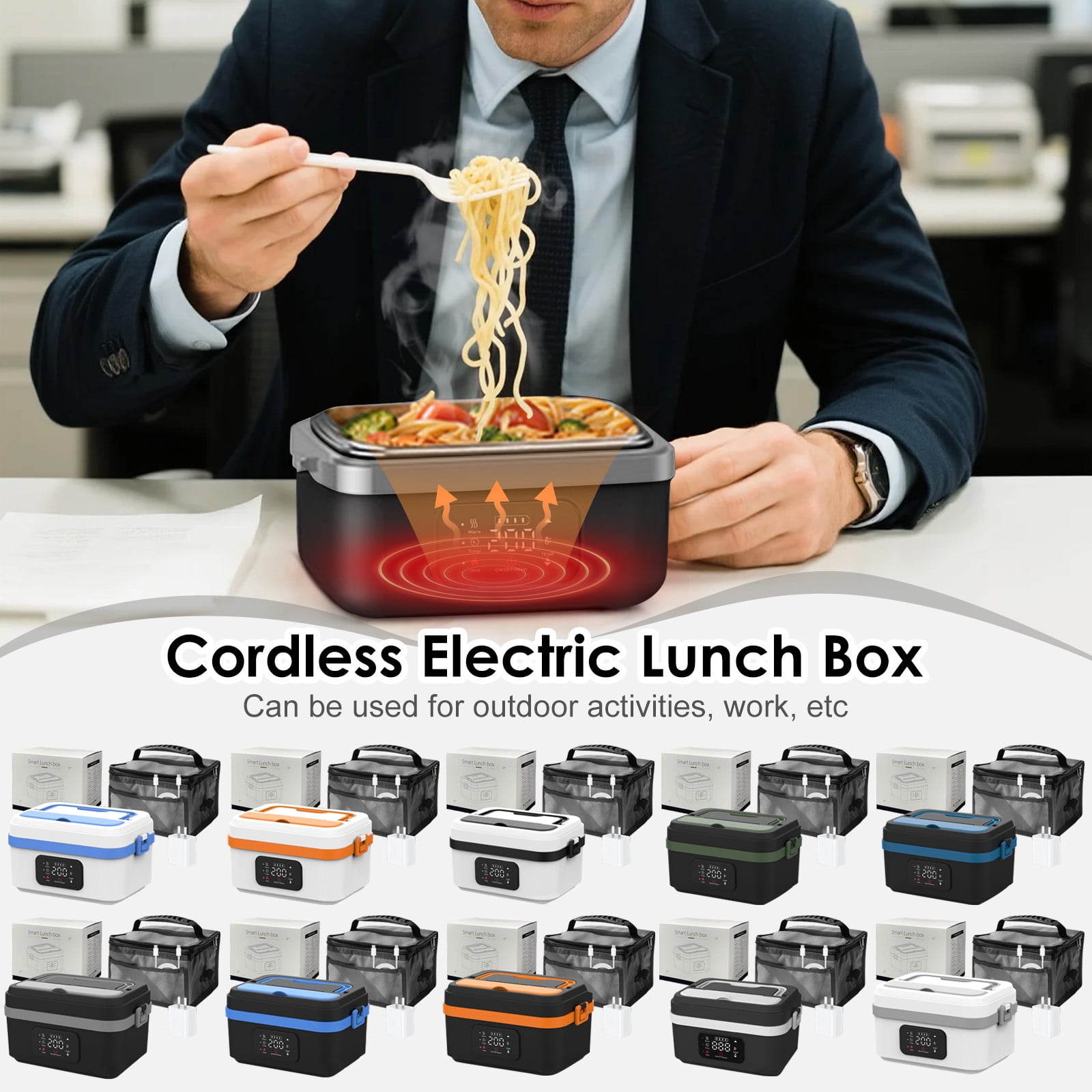 16000mAh Rechargeable Electric Lunch Box for Adults, Cordless Self ...