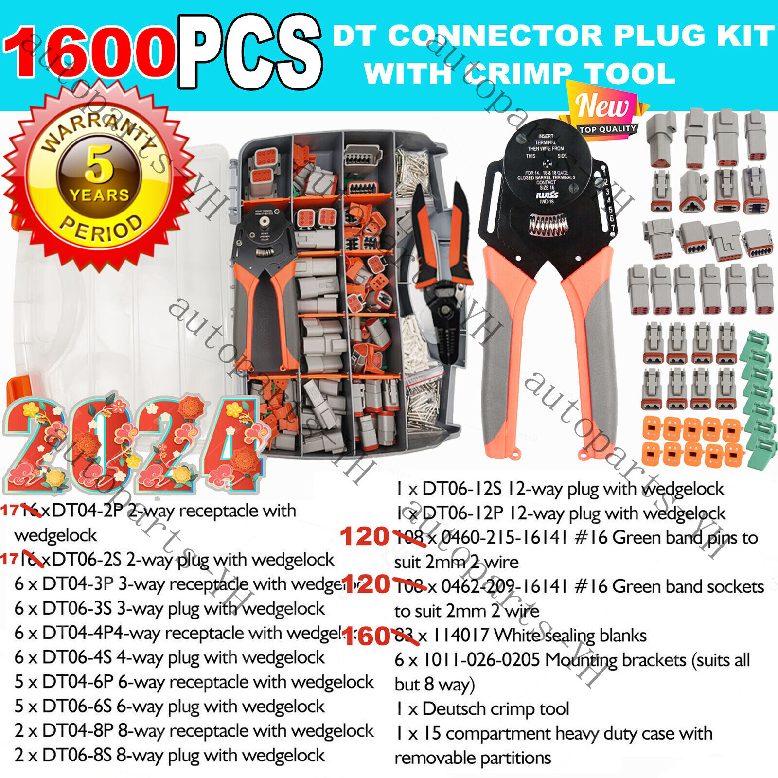 1600PC Deutsch DT Connector Plug Kit With Genuine Deutsch Crimp Tool ...