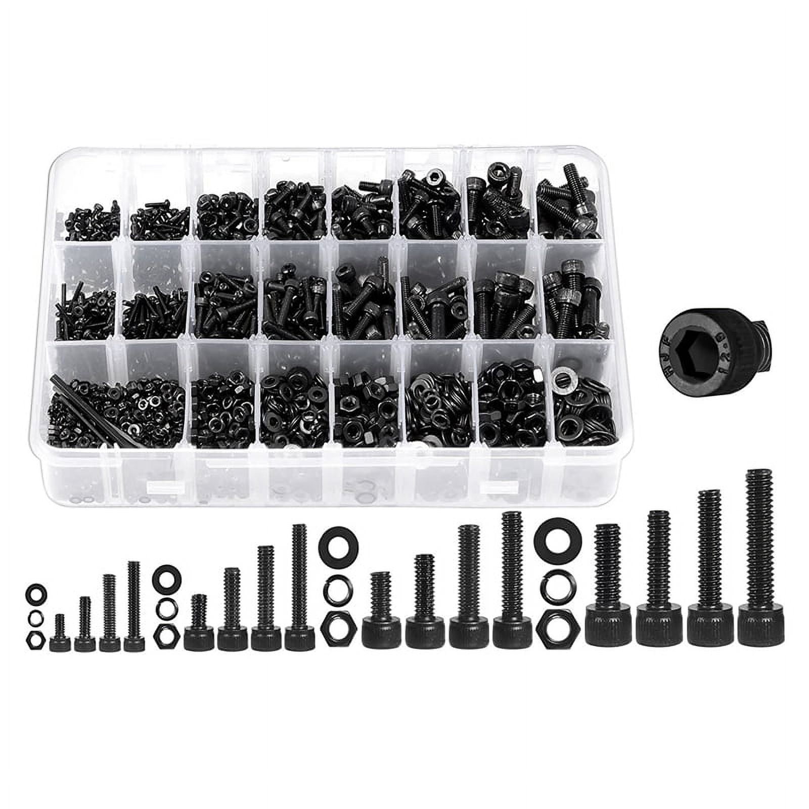 1600Pcs Metric Screw Assortment Metric Bolt Assortment, Hex Socket Cap ...