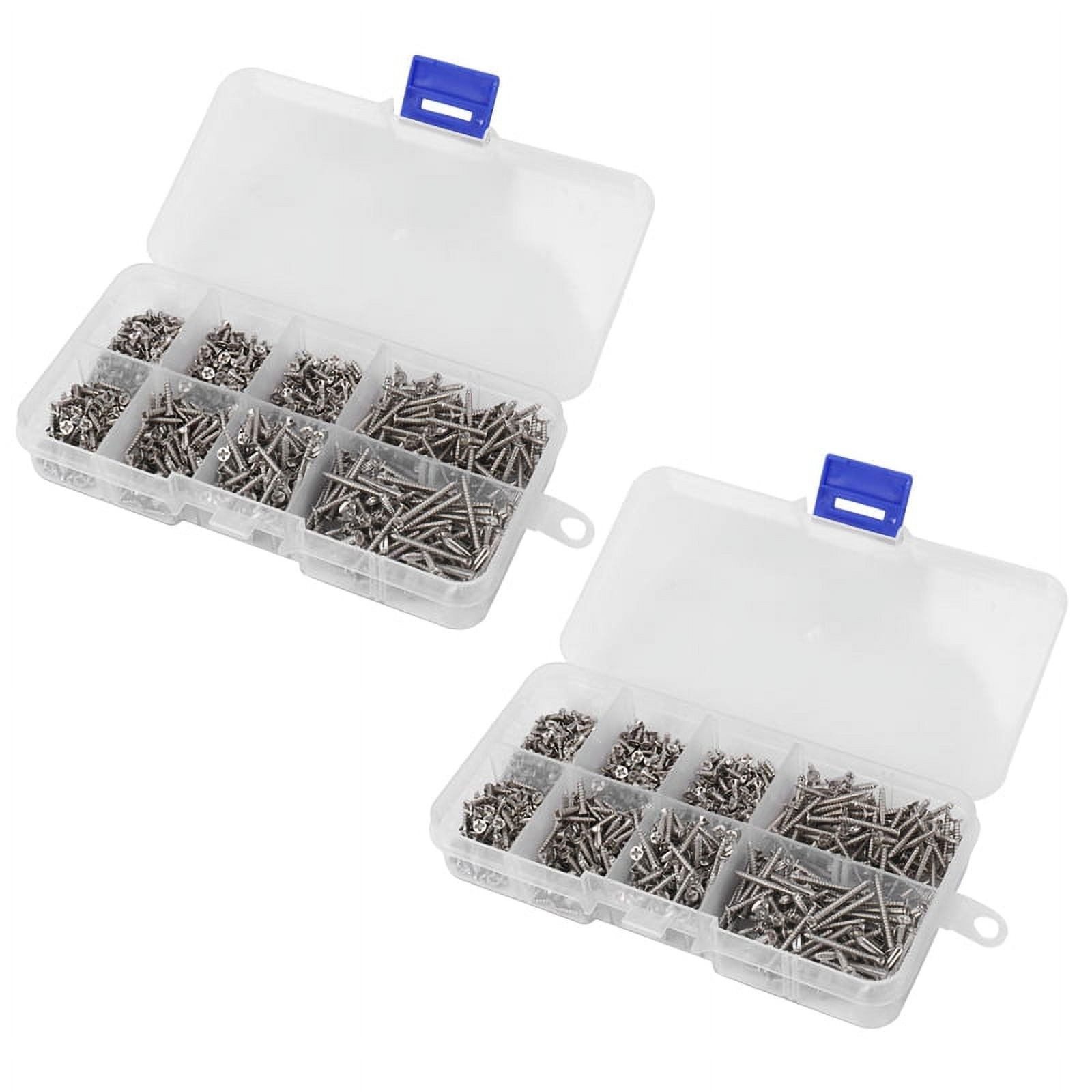 1600Pcs Stainless Steel Self Tapping Screw Assortment Kit Lock Nut Wood ...
