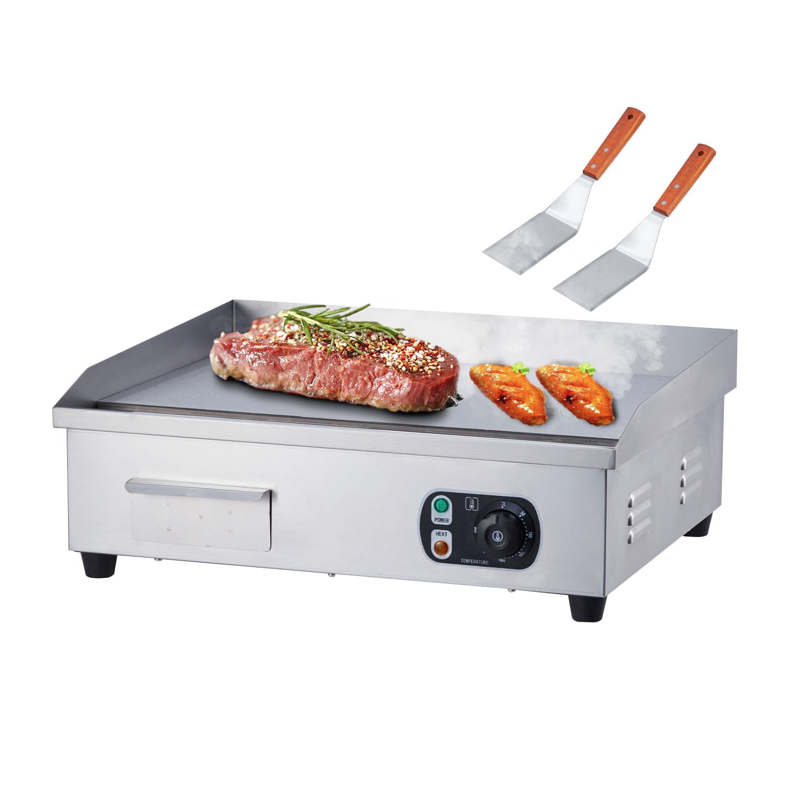 1600W 22" Electric Countertop Flat Top Griddle Grill Commercial ...
