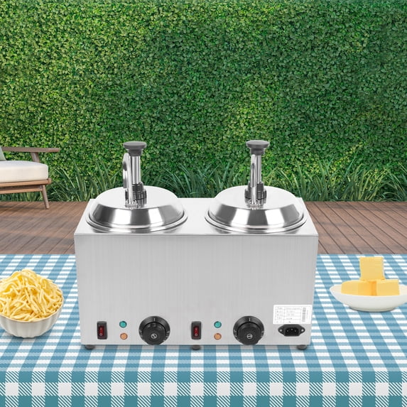 1600W Double Sauce Warmer,Cheese Dispenser with 2 Pumps,2 * 2.5L ...