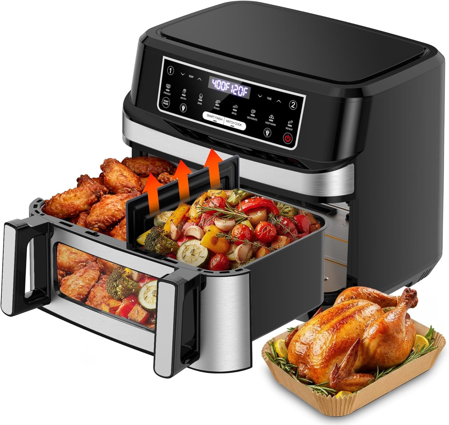 1600W Dual Zone Air Fryer Oven,12.69QT with Divider,Nonstick ...