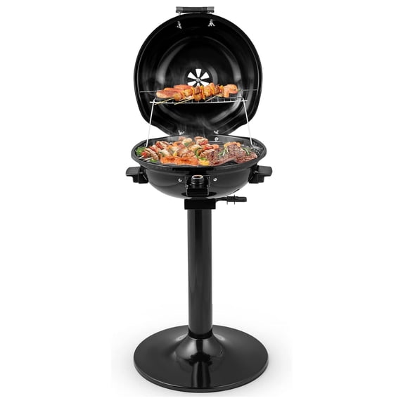 1600W Electric Grill Outdoor, Portable BBQ Grill with Warming Rack, Non ...