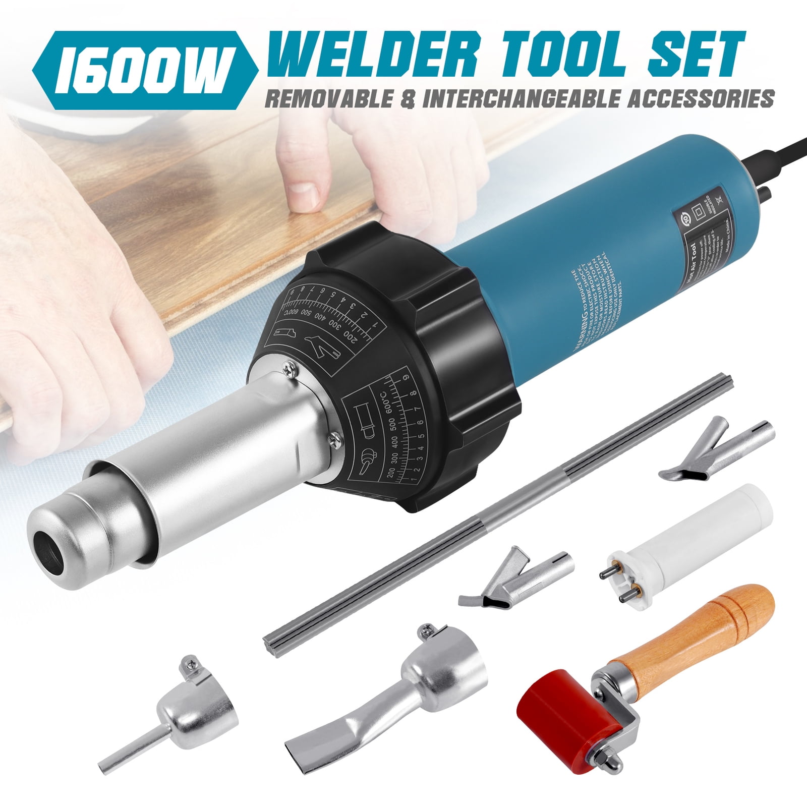 1600W Hot Air Torch Plastic Welding Gun Welder Pistol with Roller & 4 ...