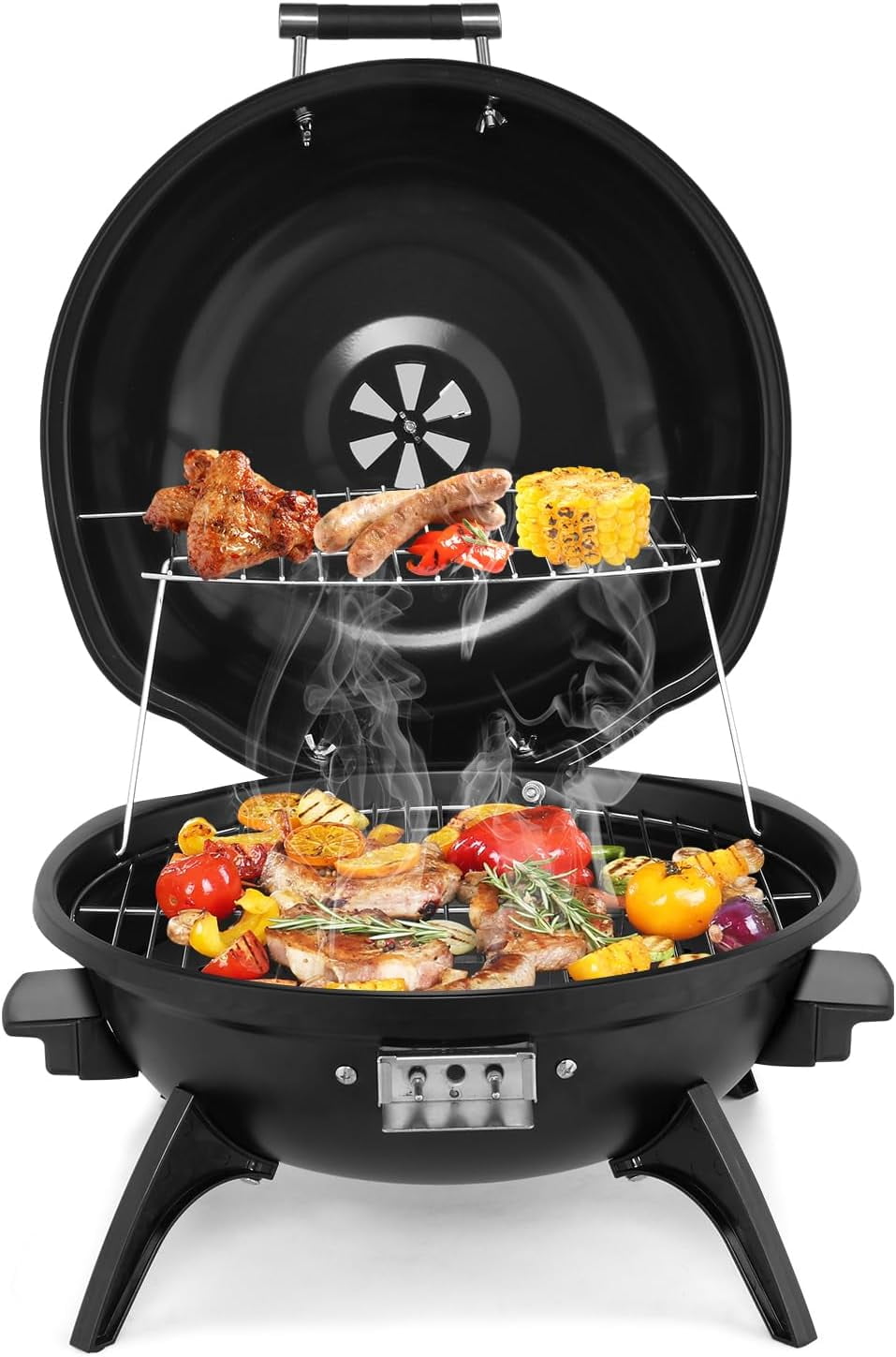 1600W Tabletop Electric Grill with Temperature Control, Black 304 ...