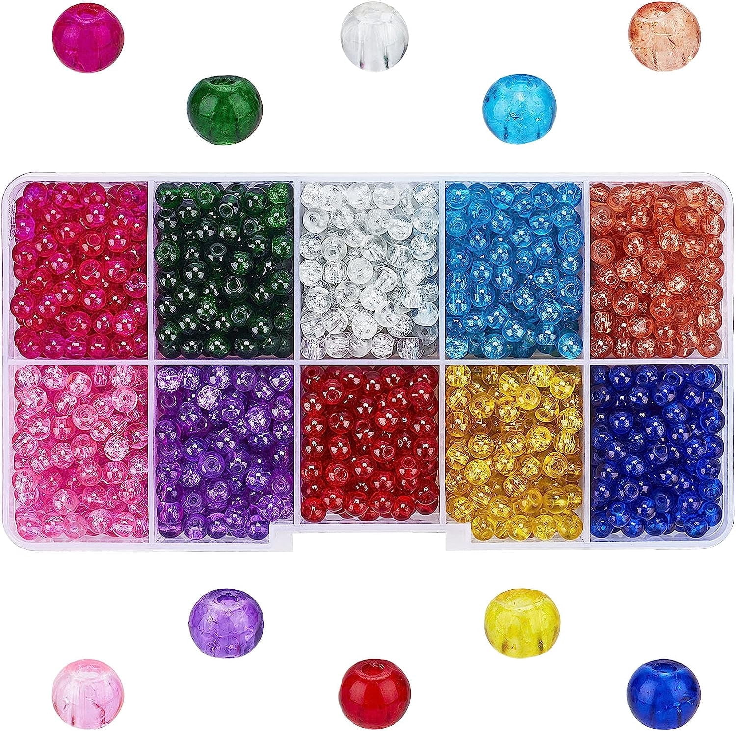 1600pcs 10 Color Crackle Lampwork Glass Beads 4mm Handcrafted Lampwork ...