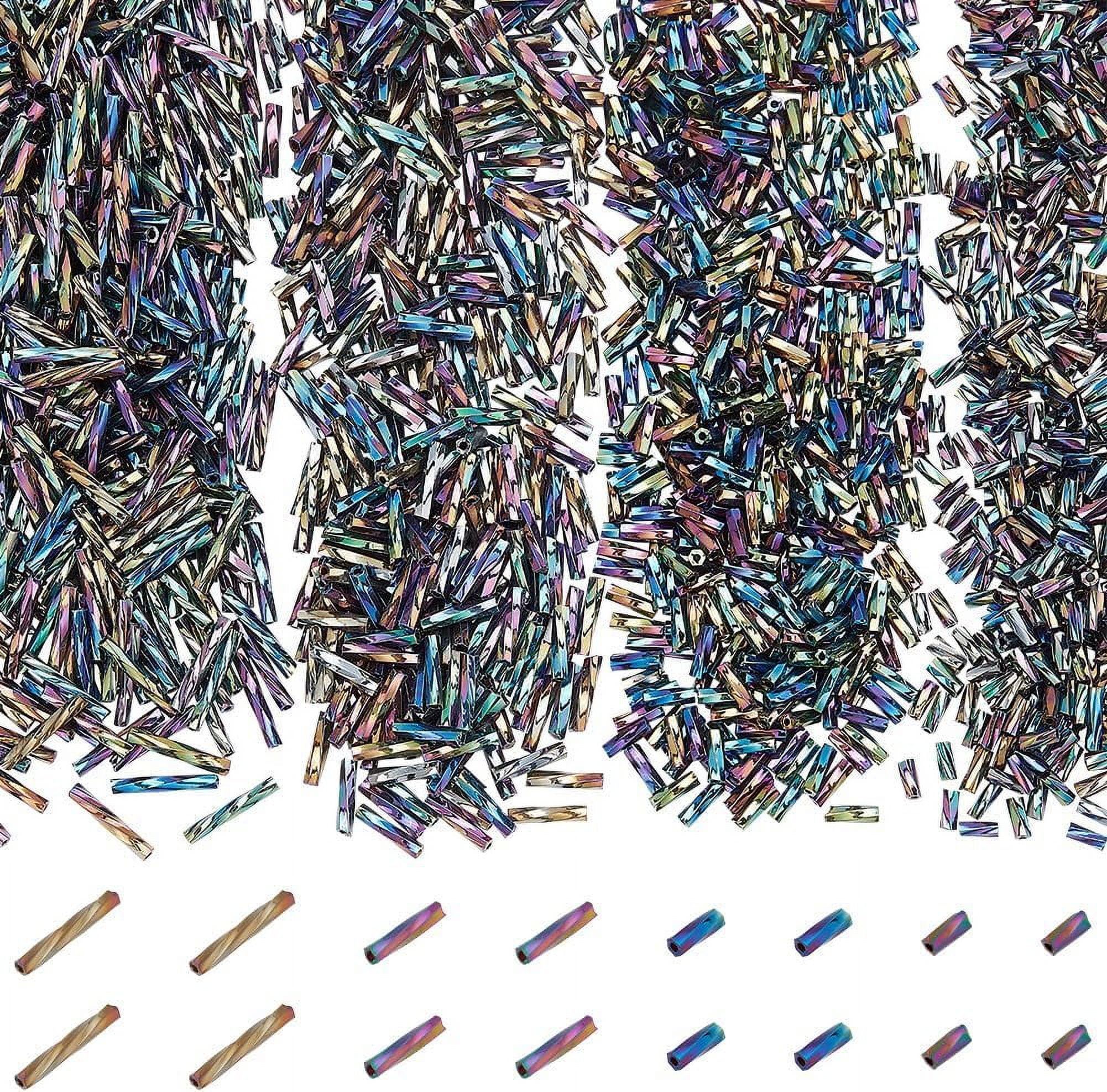 1600pcs 4 Sizes Glass Twisted Bugle Beads 5/6/9/12x2mm Metallic Tube ...