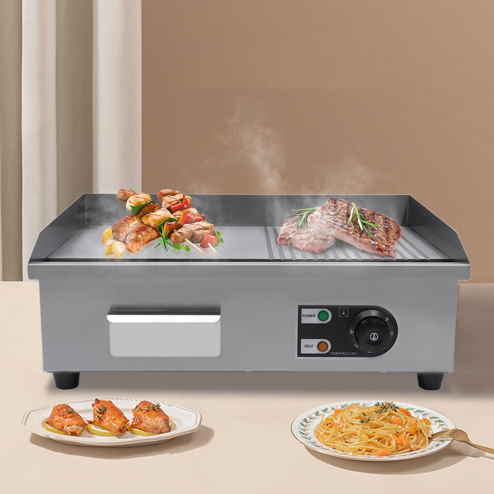 1600w 22" Electric Tabletop Griddle Flat Top Grill Hot Plate for ...