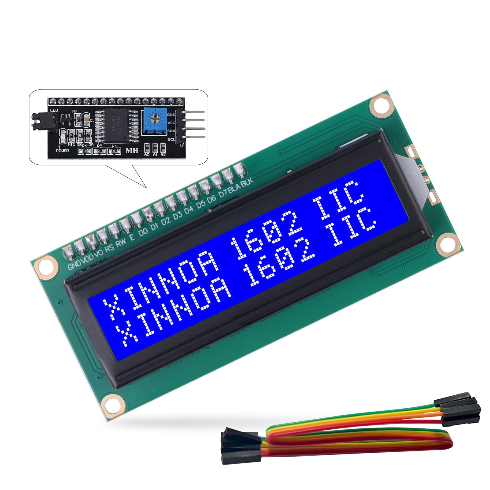 1602 LCD Display Module RRF12 with IIC I2C Interface Adapter LCM Blue Backlight Screen AIP31066 ...